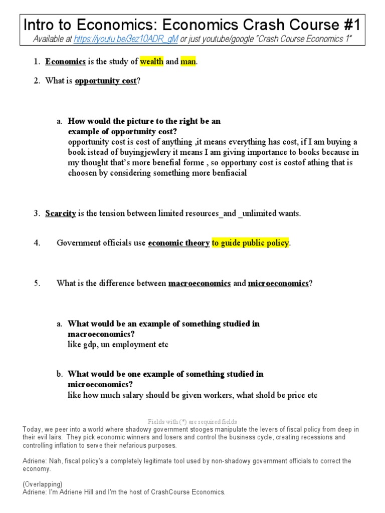 1.+Students+Intro+to+Economics | PDF | Macroeconomics | Economics