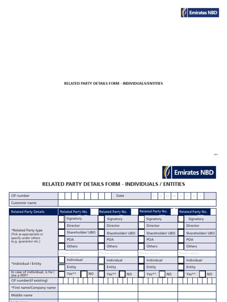 Related Party Details Form - Individuals-Entity | PDF | International ...