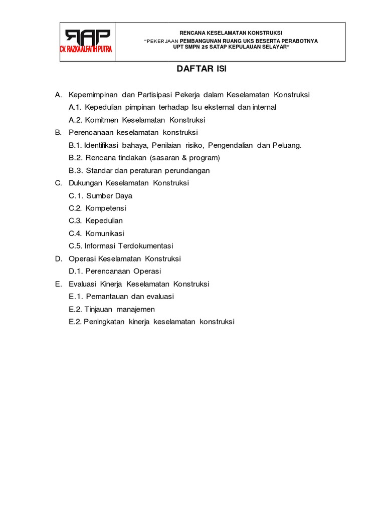 Rencana Keselamatan Kerja (RKK) OK | PDF