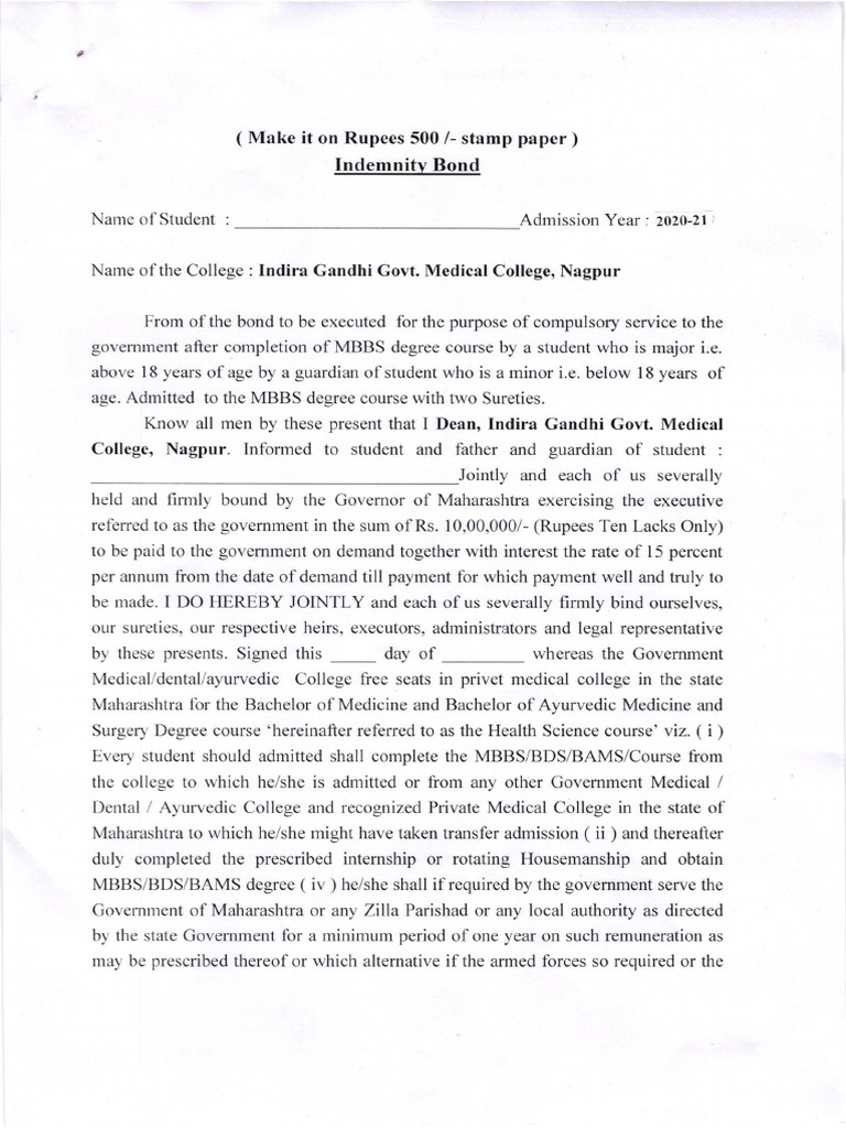 MBBS Bond for Compulsory Government Service | PDF | Medical School | Surety