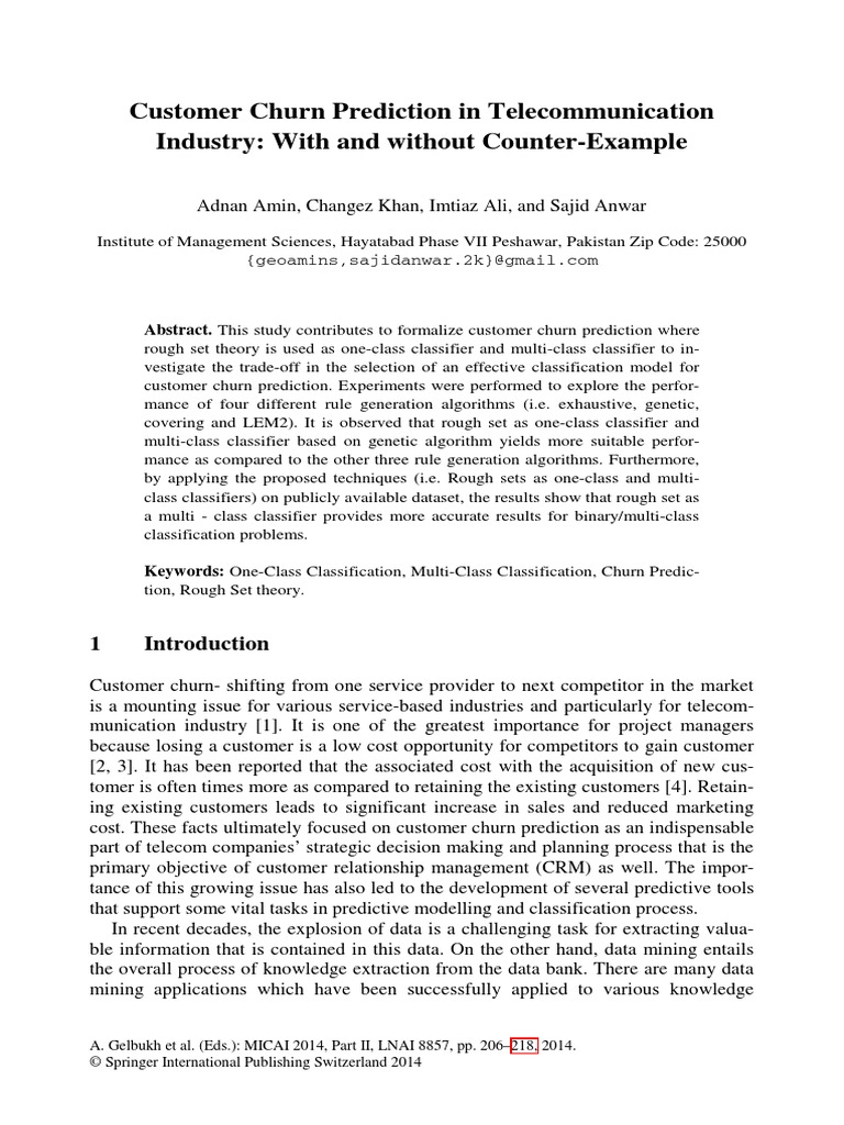Customer Churn Prediction In Telecommunication Pdf Cross Validation