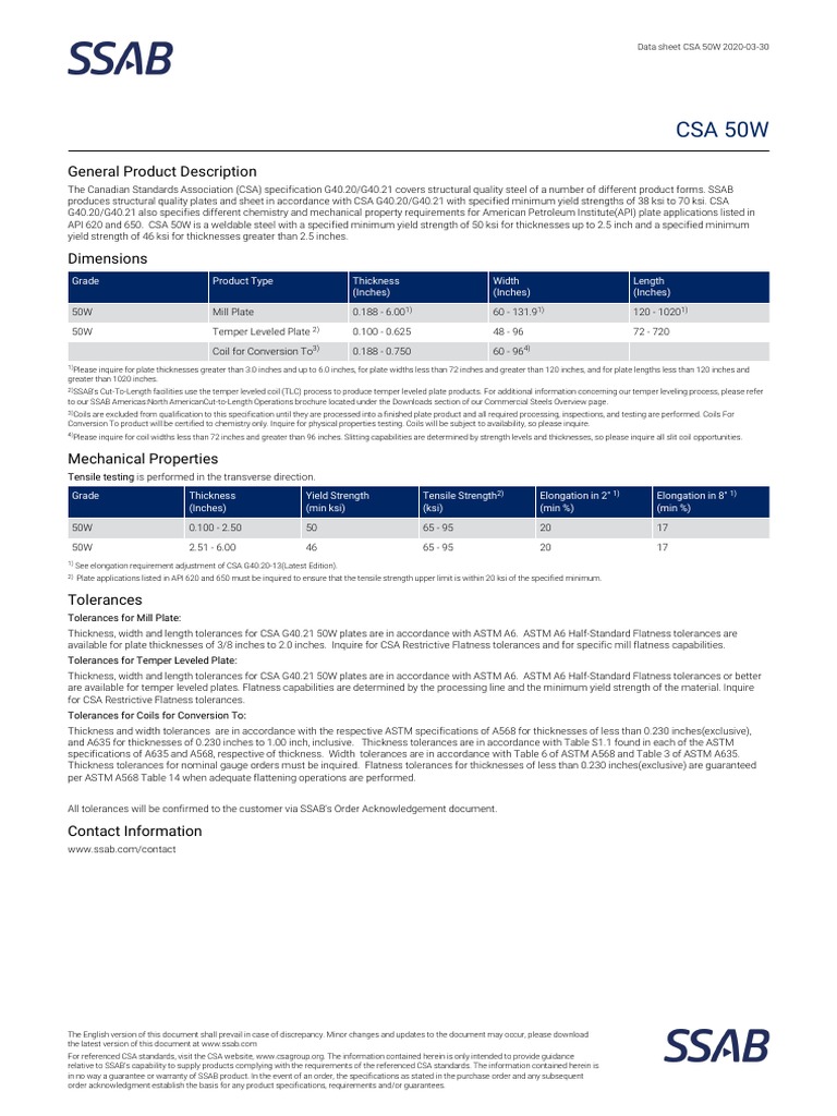 Csa 50W: General Product Description | PDF | Engineering Tolerance ...