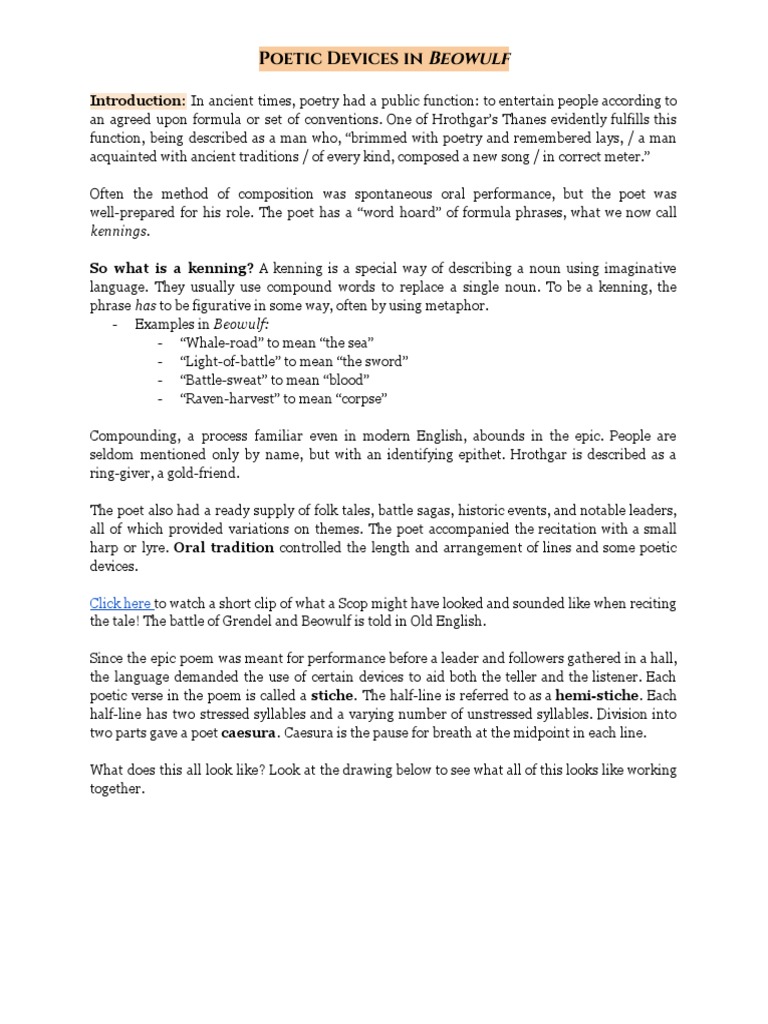 Poetic Devices in Beowulf | PDF | Poetry | Beowulf