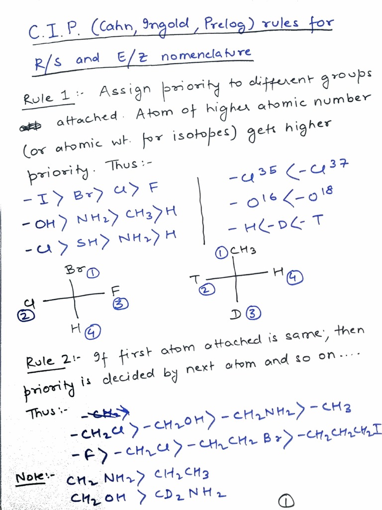 C.I.P Rules (E - Z and R - S Configuration) | PDF