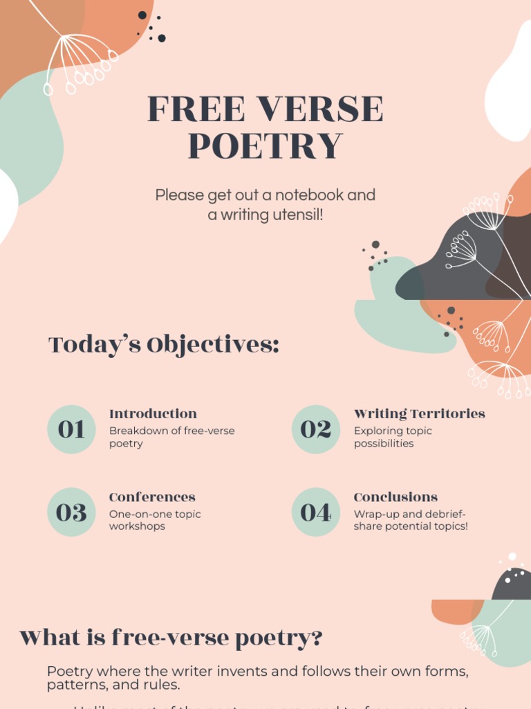 Free Verse Poetry Presentation | PDF | Poetry | Rhyme