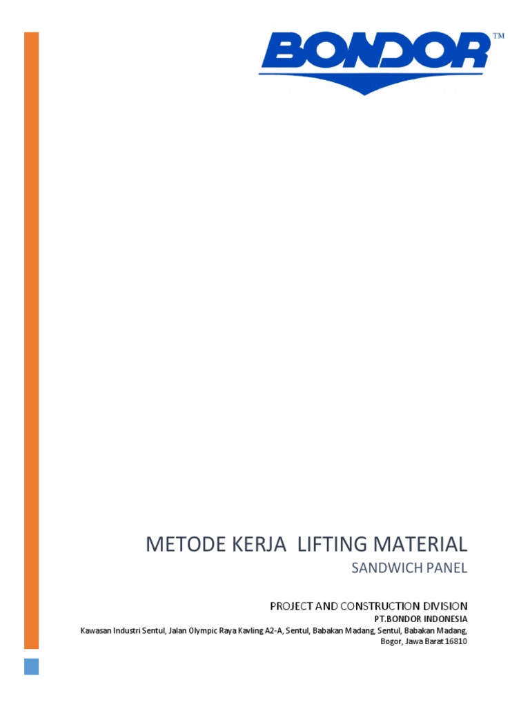 Metode Kerja Lifting Material: Sandwich Panel | PDF