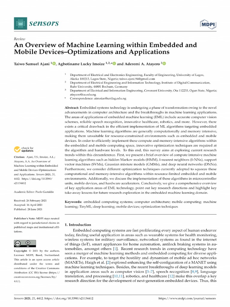 An Overview Of Machine Learning Within Embedded And Mobile Devices Optimizations And