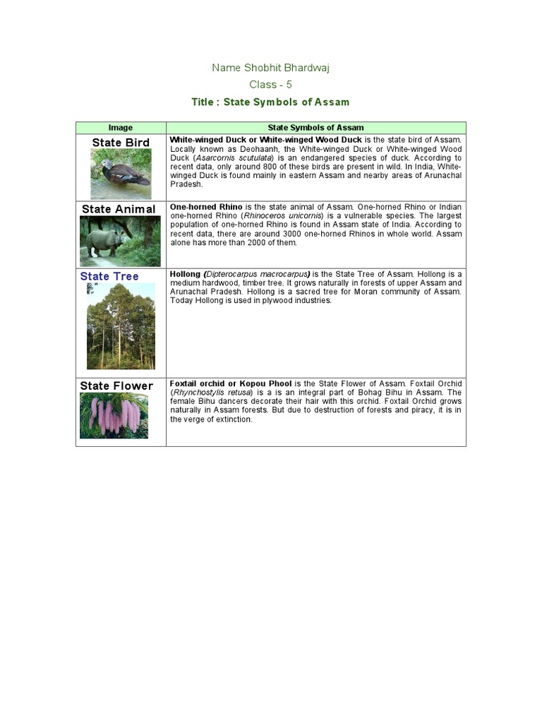 State Symbol of Assam Eng | PDF