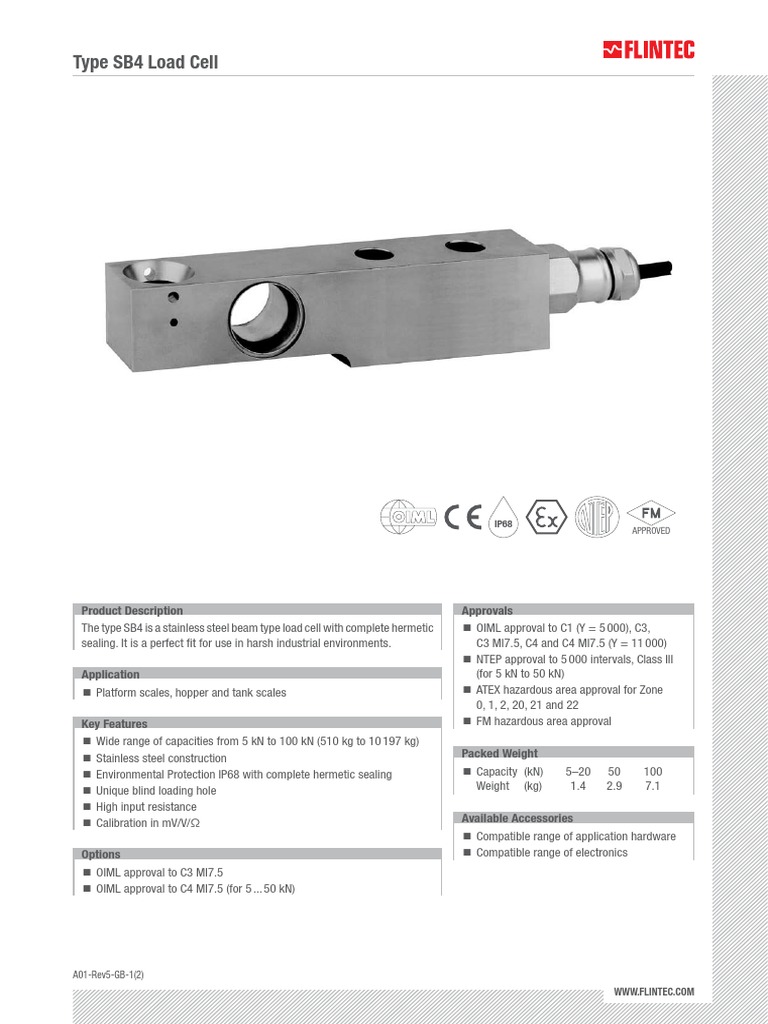 1.- CELDA DE CARGA Flintec SB4 | PDF | Electrical Engineering | Electricity