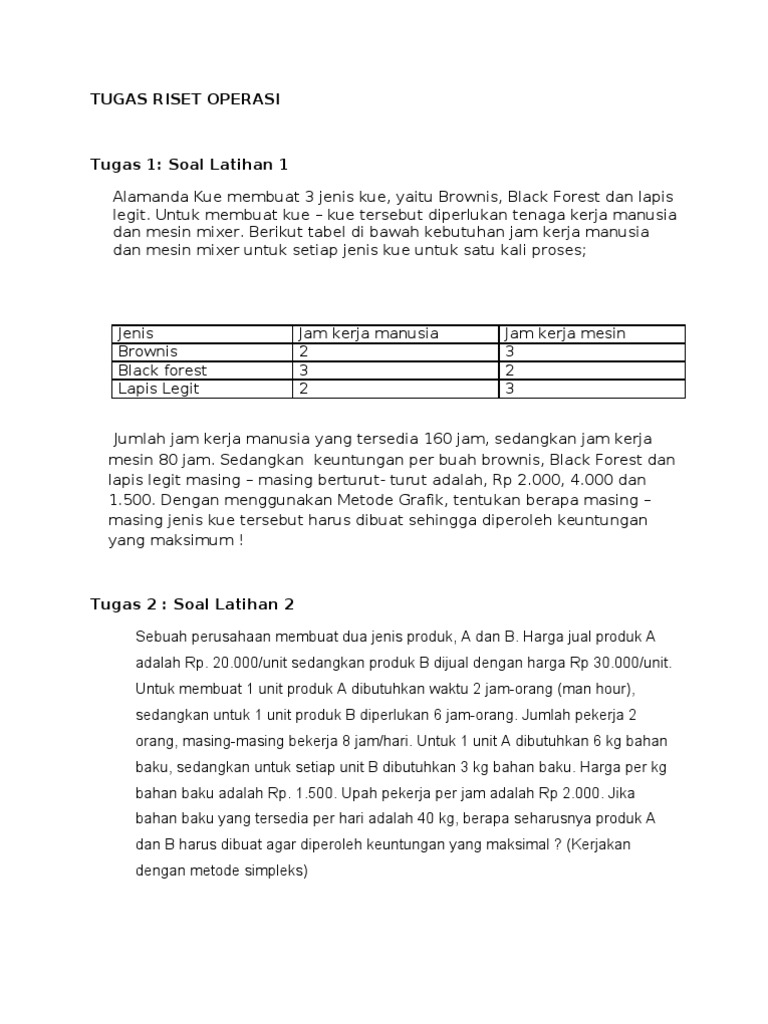 Tugas Riset Operasi | PDF