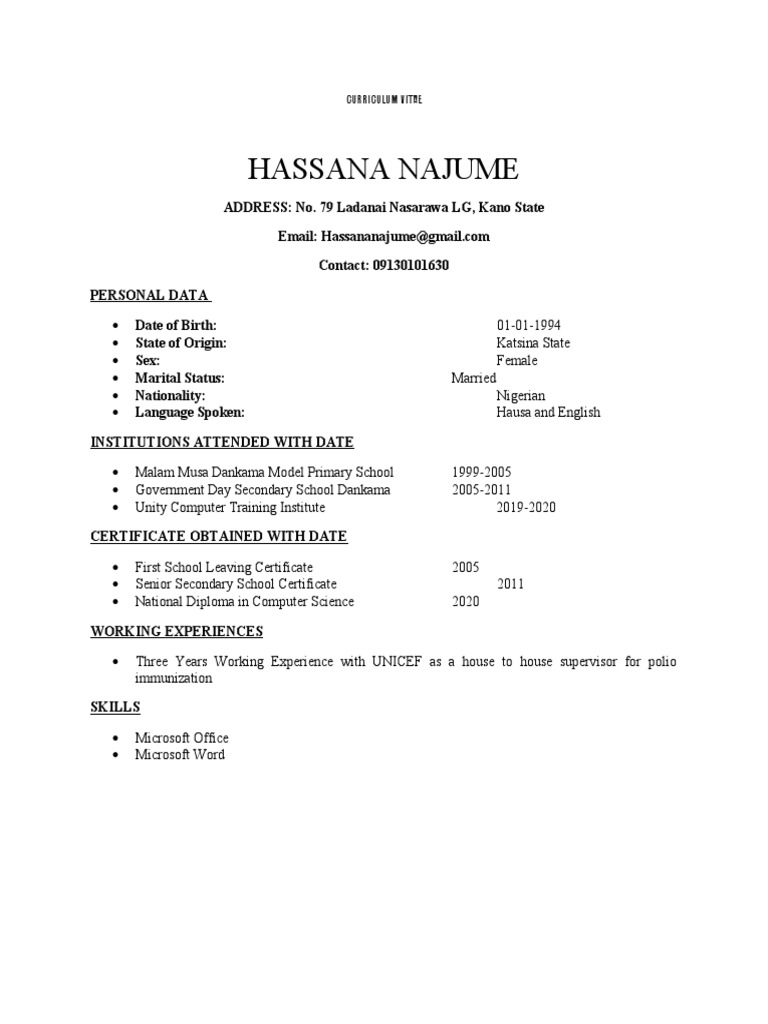Hassana Najume: ADDRESS: No. 79 Ladanai Nasarawa LG, Kano State Contact ...
