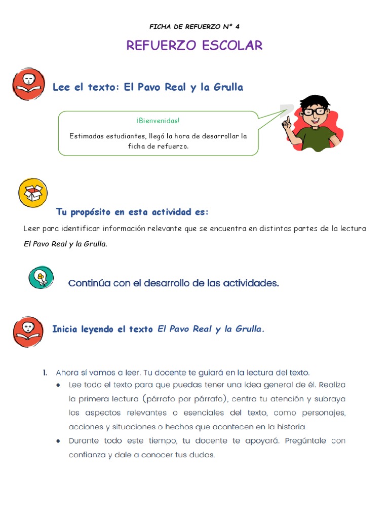 Análisis de la fábula 'El Pavo Real y la Grulla' para identificar ...