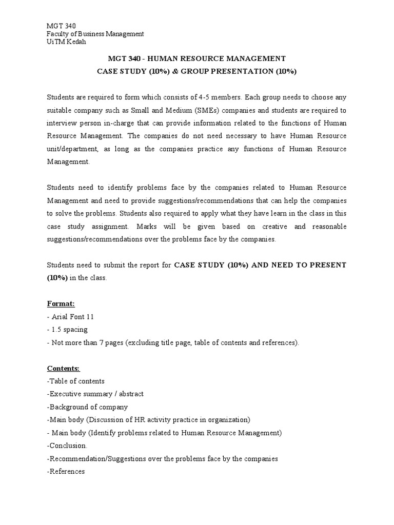 Instruction CASE STUDY & GROUP PRESENTATION | PDF