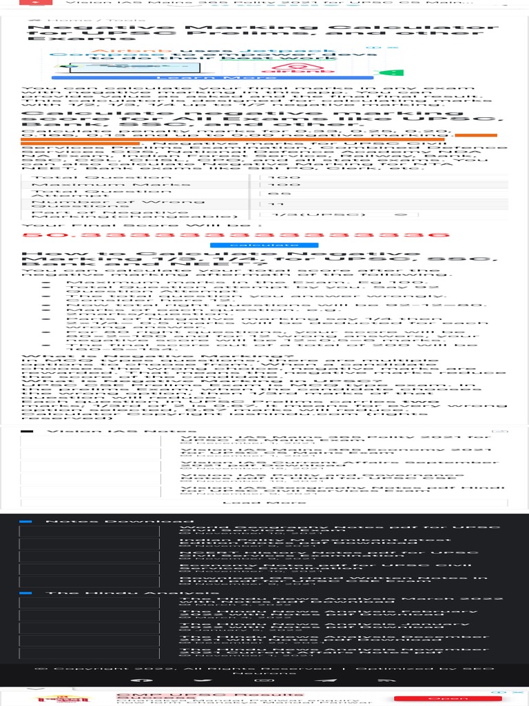 Negative Marking Calculator For UPSC Prelims, and Other Exams | PDF ...