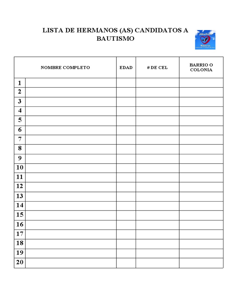 Lista de Bautismo | PDF