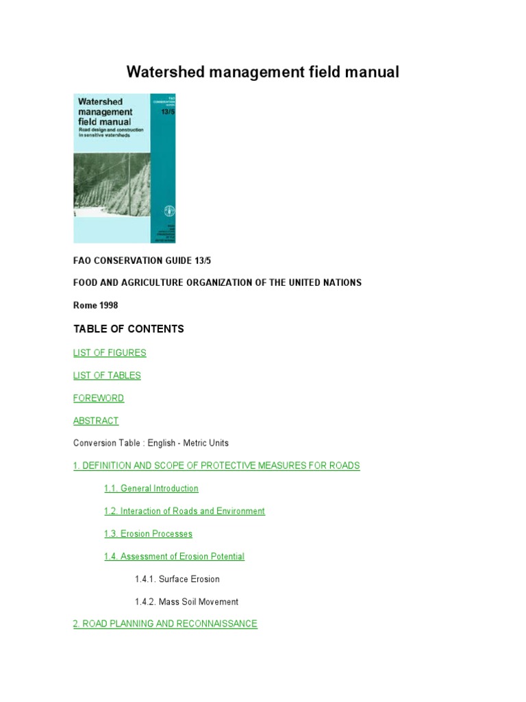 Watershed Management Field Manual | PDF | Erosion | Road