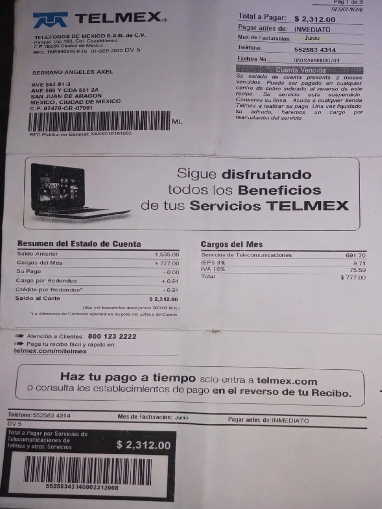 Consulta Recibo Telmex | Cómo consultar e imprimir mi recibo Telmex ...