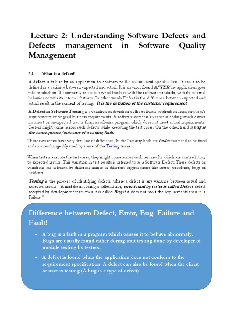 Understanding Software Defects | PDF | Software Bug | Software Testing