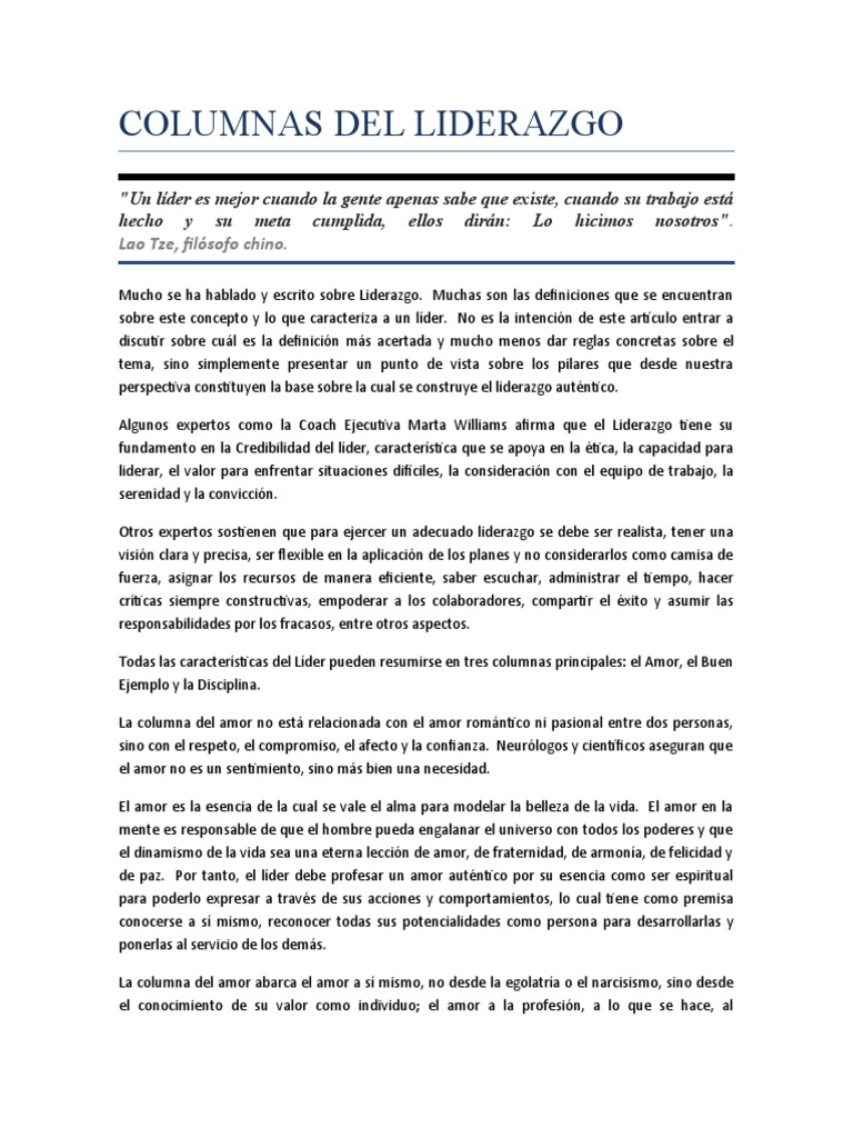 20 - Pilares Del Liderazgo | PDF | Liderazgo | Amor