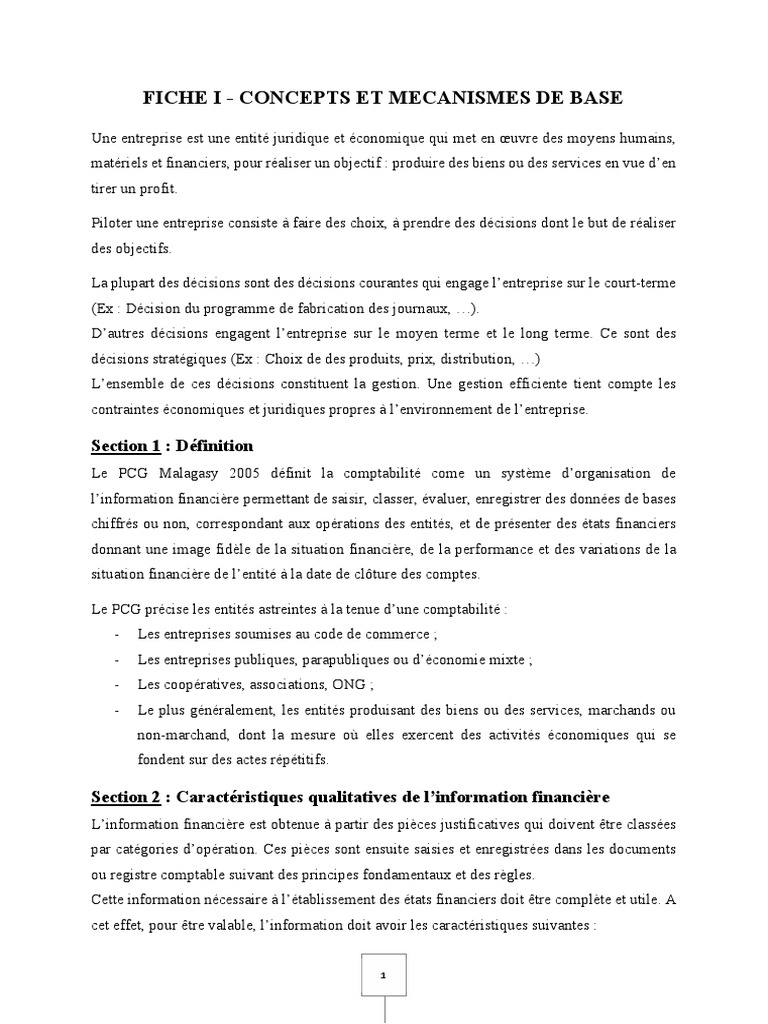 Cours de Comptabilité Générale L1 PDF | PDF | Comptabilité | Capitaux ...