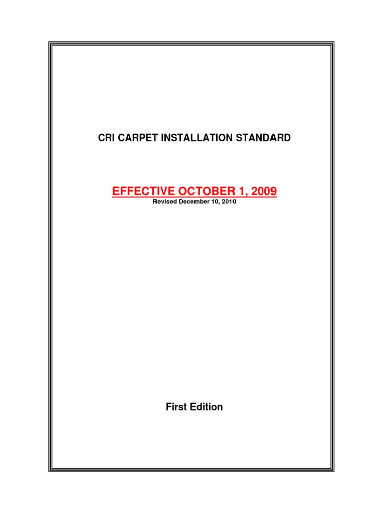 CRI Carpet Installation Standards Guide | PDF | Flooring | Carpet