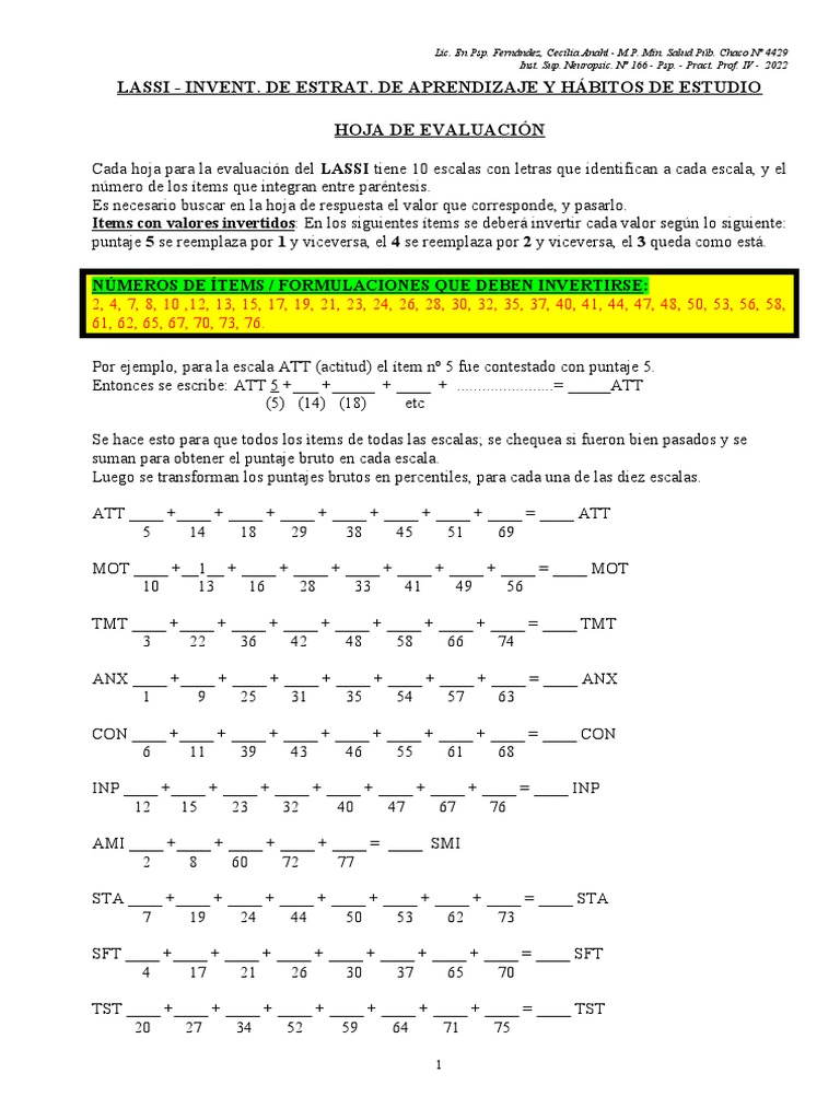 Lassi - Hoja de Eval | PDF