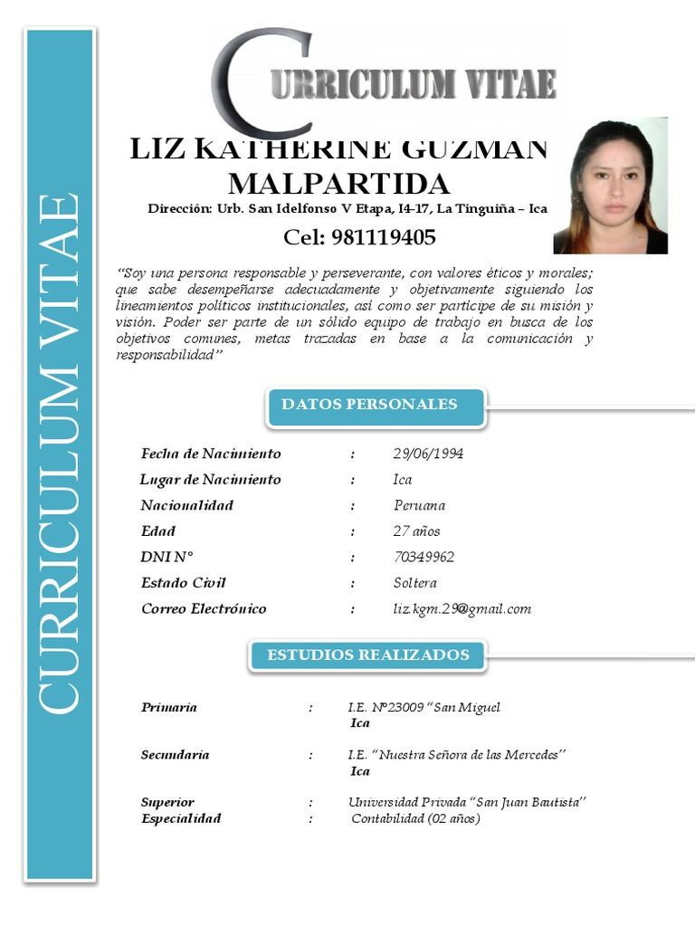Cv. Liz Katherine Guzman Malpartida | PDF
