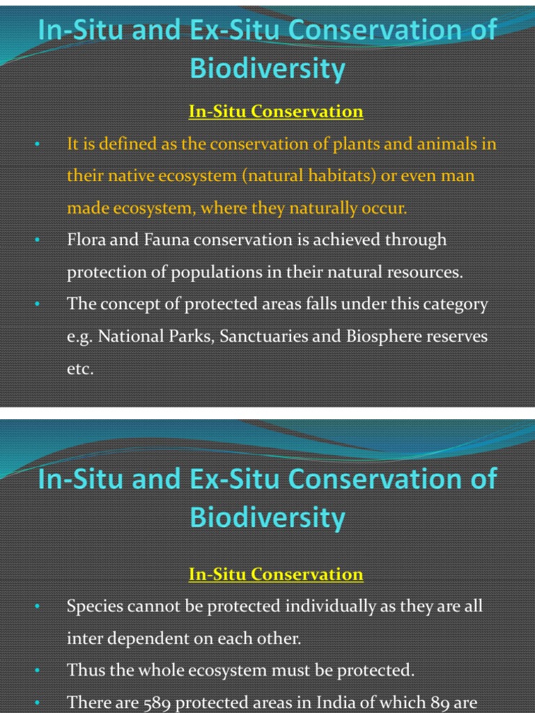 It Is Defined As The Conservation of Plants and Animals in Their Native ...