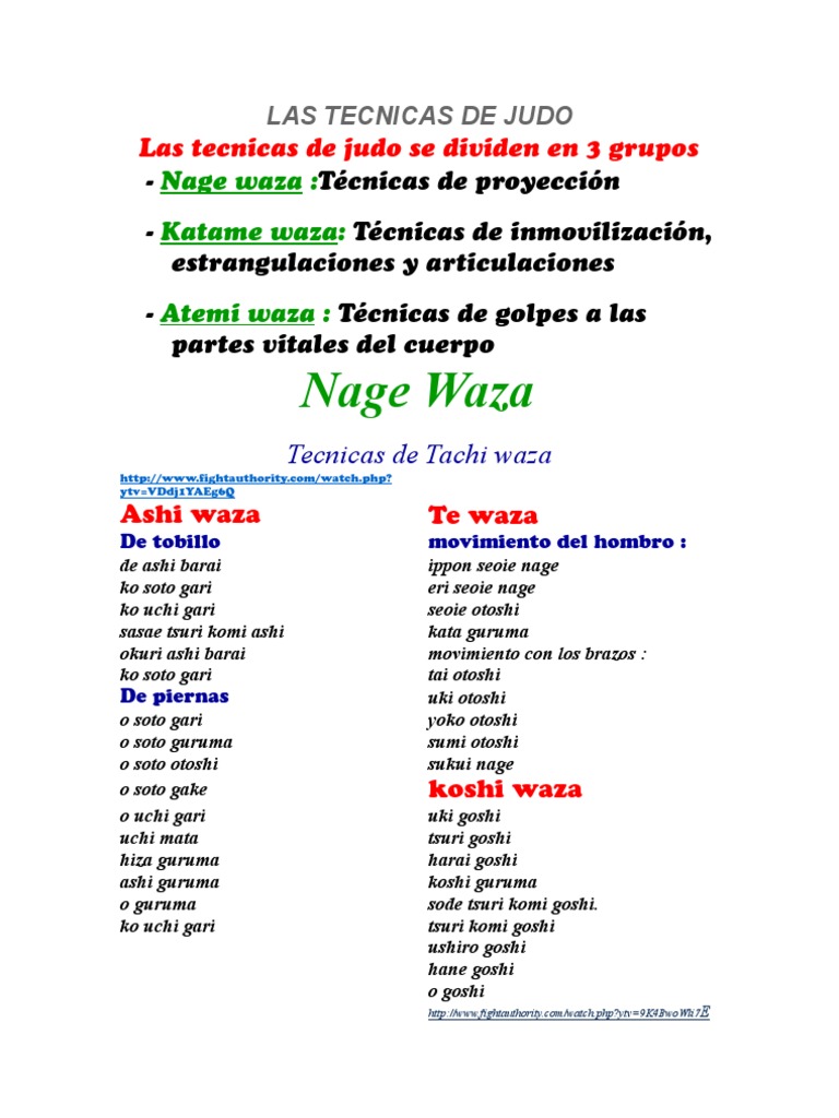 Técnicas de Judo: Nage, Katame y Atemi | PDF | Judo | Artes marciales ...