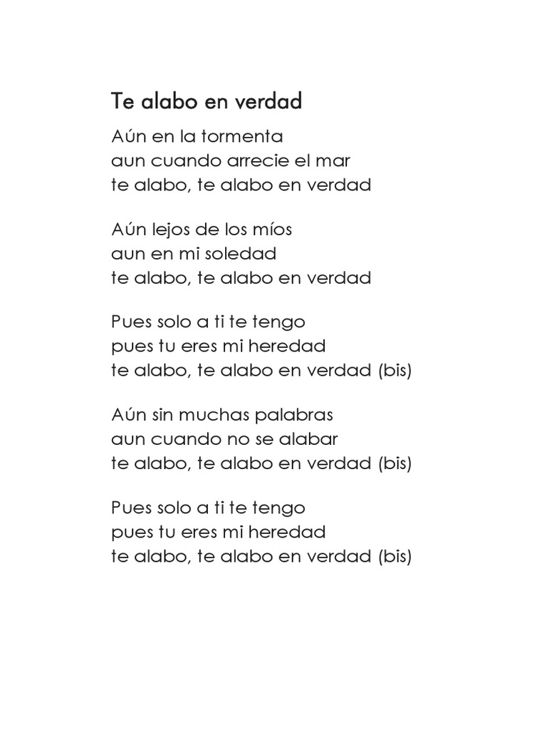 Te Alabo en Verdad | PDF