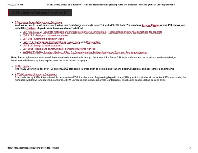 List of Design Codes, Standards & Handbooks | PDF
