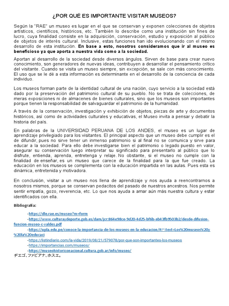 Por Qué Es Importante Visitar Museos | PDF | Museo | Sociedad