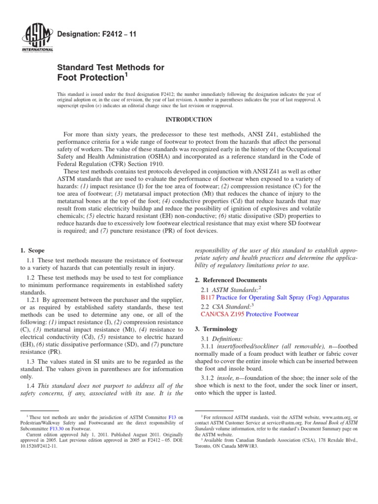 Foot Protection: Standard Test Methods For | PDF | Voltage | Resistor