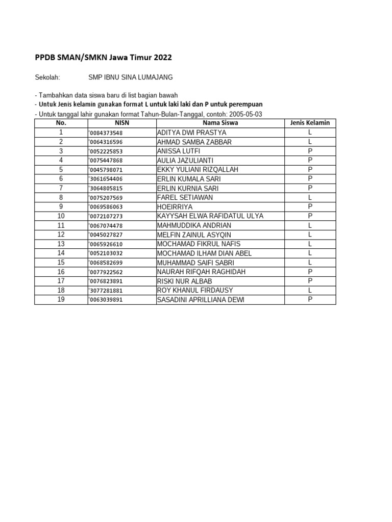 Template Siswa | PDF