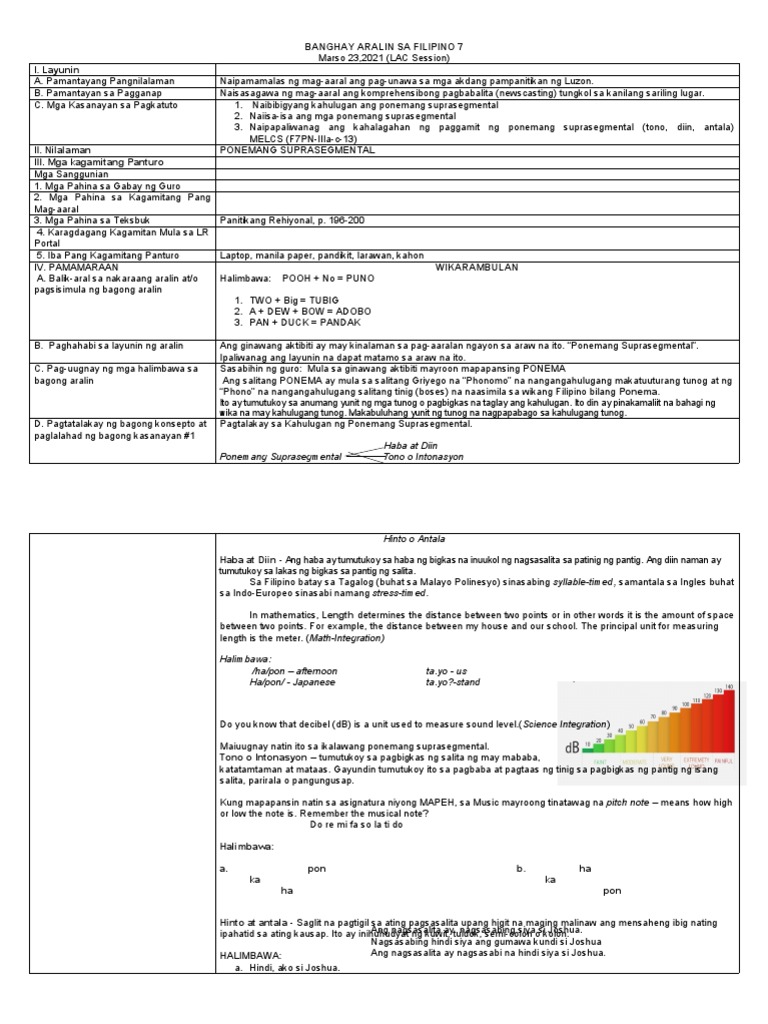 BANGHAY ARALIN SA FILIPINO 7-Cot | PDF
