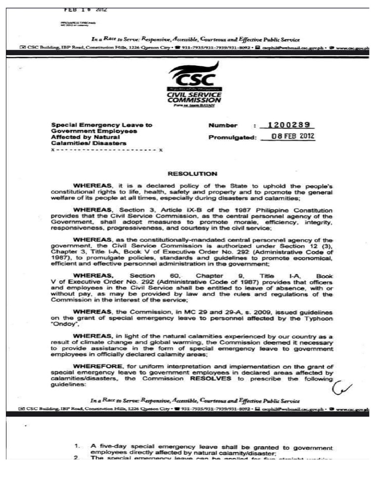 Calamity Leave | PDF