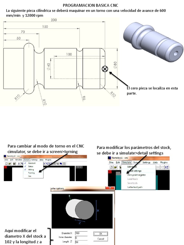 Ejemplo de Un Programa CNC para Torno | PDF | Ingeniería mecánica | Procesos industriales