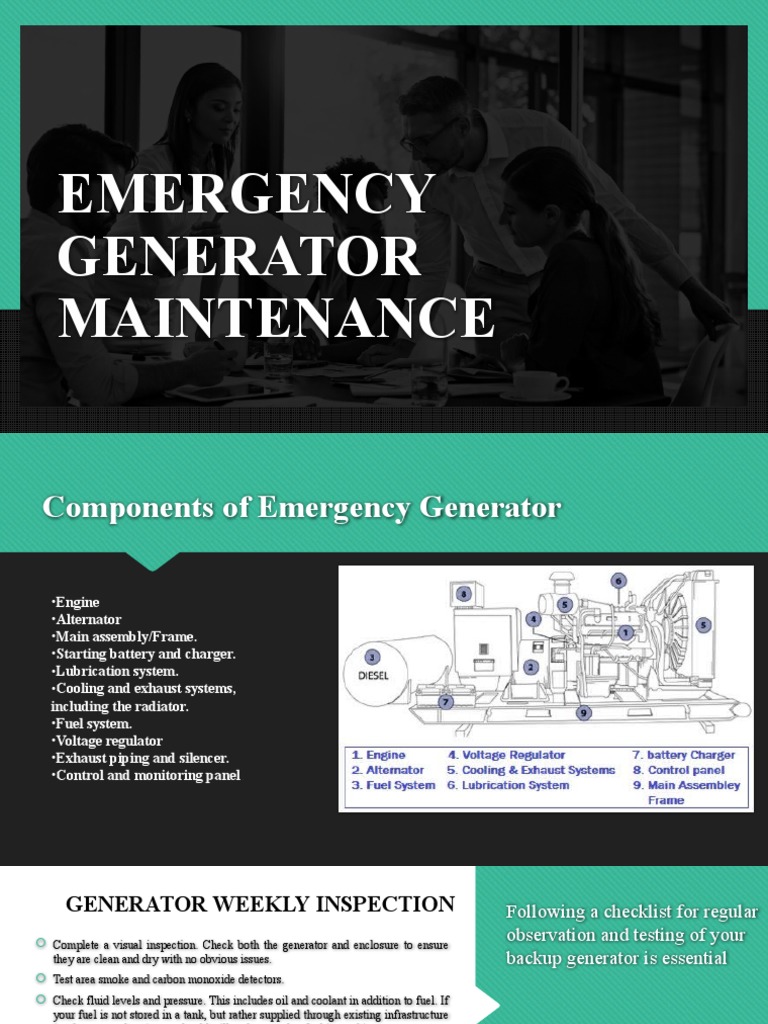 Emergency Generator Maintenance Guide | PDF | Electric Generator | Leak