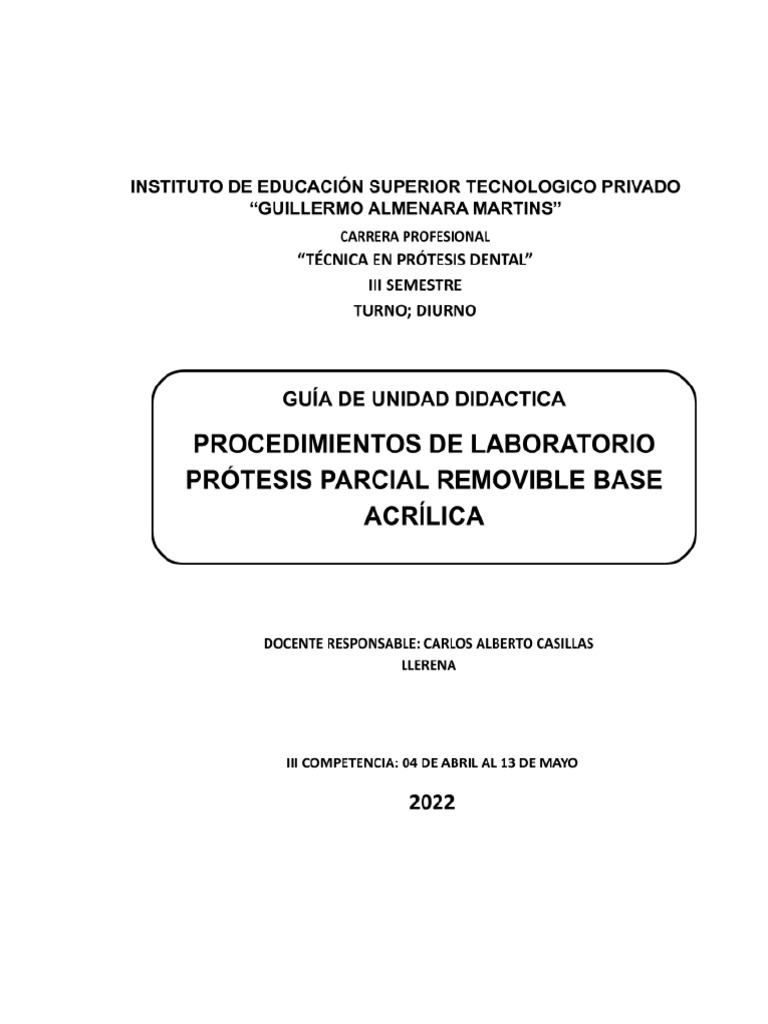 III Guia Procedimientos de Laboratorio PPR Base Acrílica. | PDF ...