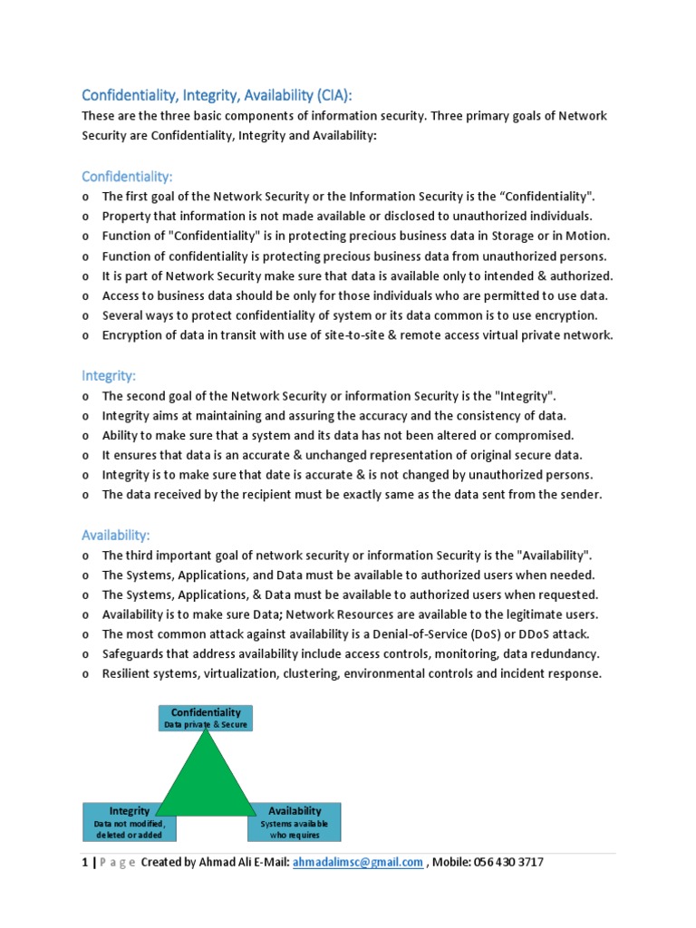 Confidentiality, Integrity, Availability (CIA) | PDF | Information ...