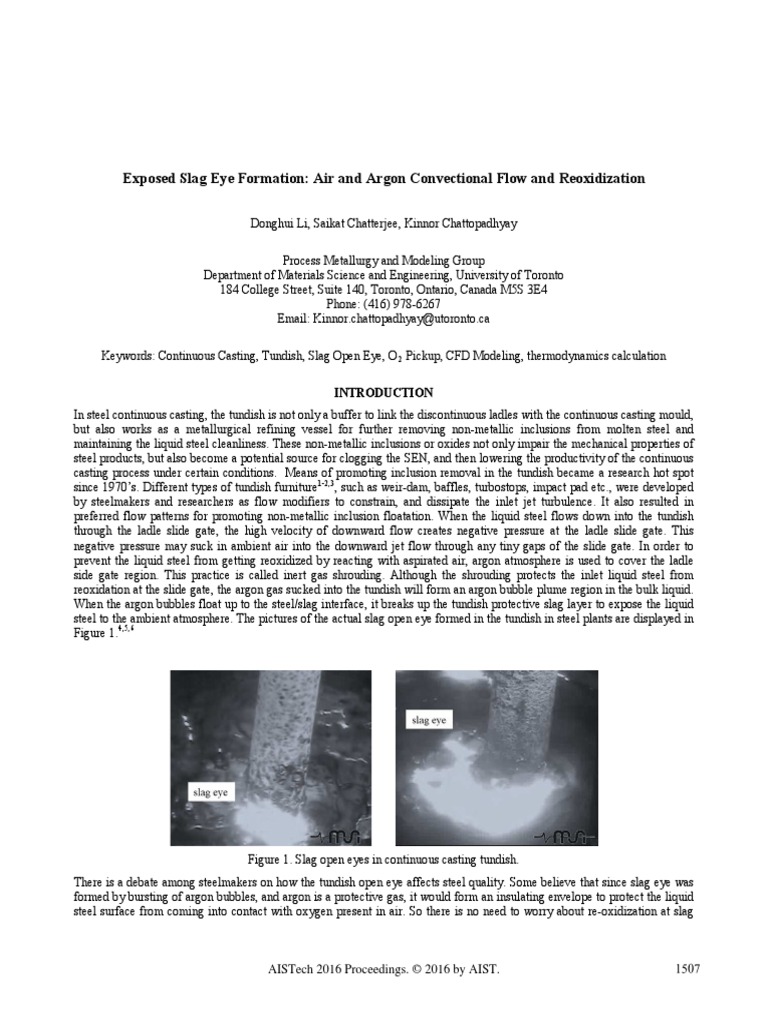 Exposed Slag Eye Formation Air and Argon | PDF | Fluid Dynamics | Gases