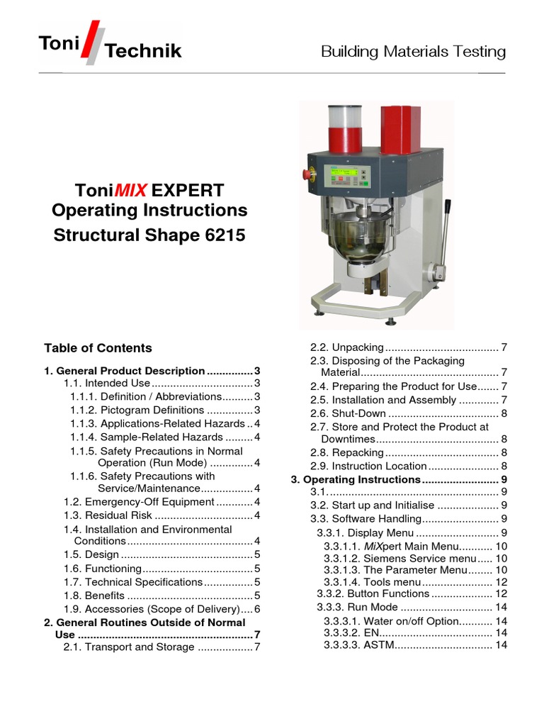 Toni Expert Operating Instructions Structural Shape 6215: Building ...