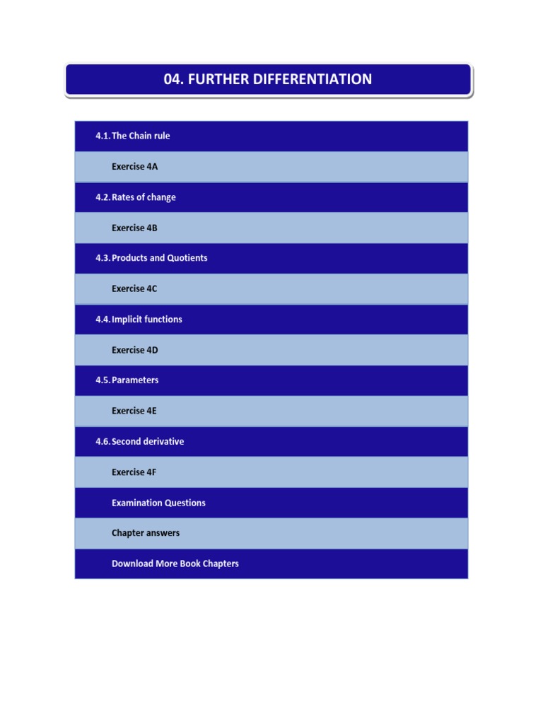 A-Level Pure Math Further Differentiation - Calculus | Download Free ...