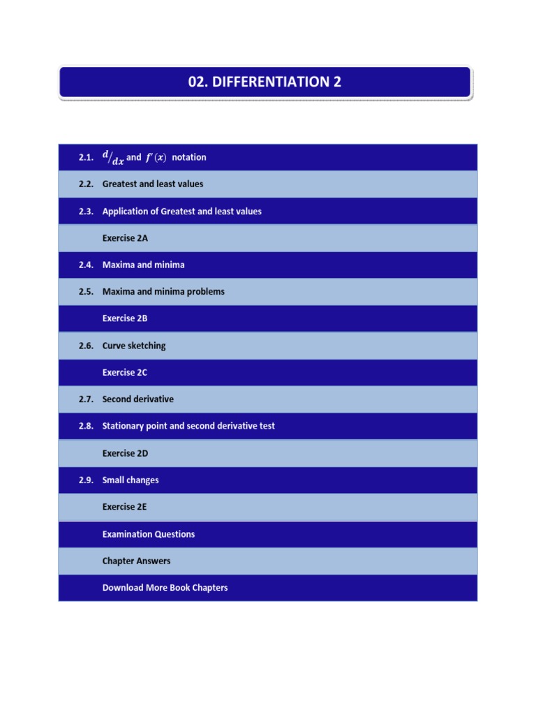 A-Level Pure Math Differentiation 2 - Calculus | PDF | Maxima And ...