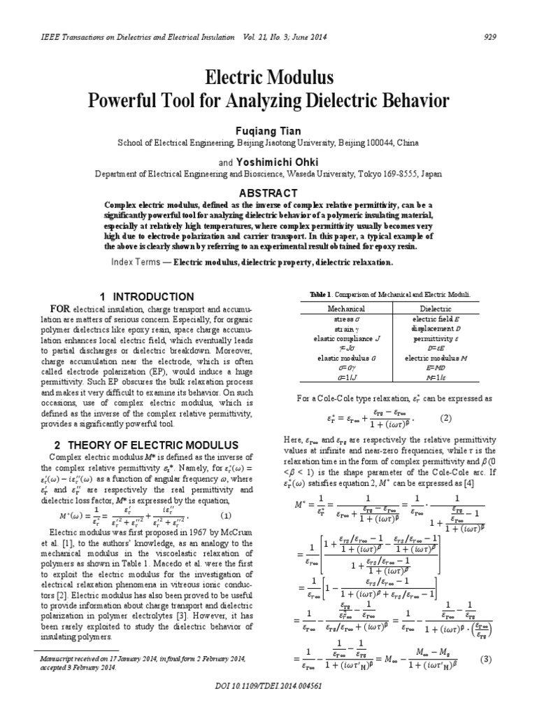Electric Modulus Powerful Tool For Analyzing Dielectric Behavior | PDF ...
