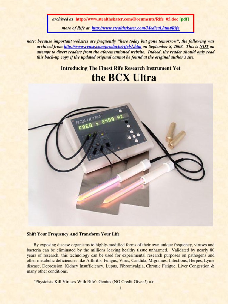 Rife BCX Ultra | PDF | Vacuum Tube | Electromagnetism