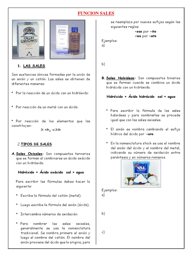 Funcion Sales | PDF | Sal (química) | Hidróxido