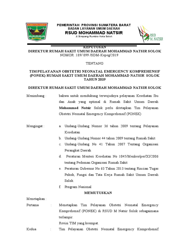 Contoh SK Dan Uraian Tugas Ponek | PDF