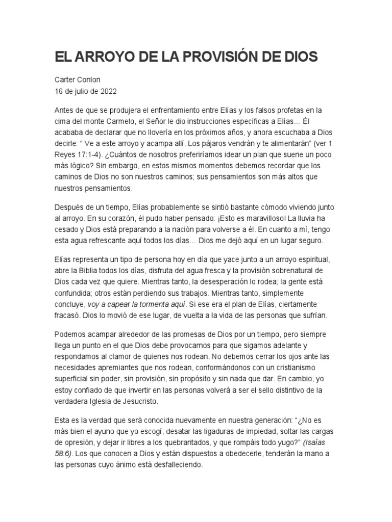 El Arroyo de La Provisión de Dios | PDF