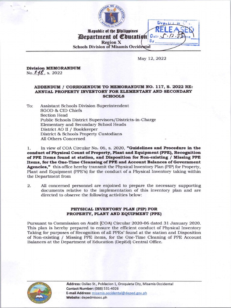 DepED Mis Occ DM. 248 S. 2022 | PDF